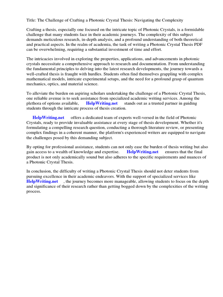 Photonic Crystal Thesis PDF | PDF | Optical Fiber | Photonics