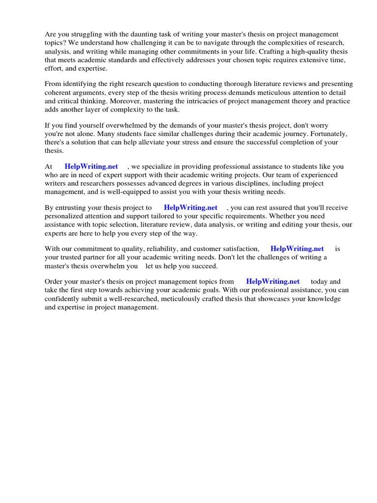 Master's Thesis Help: Project Management | PDF | Thesis | Project ...