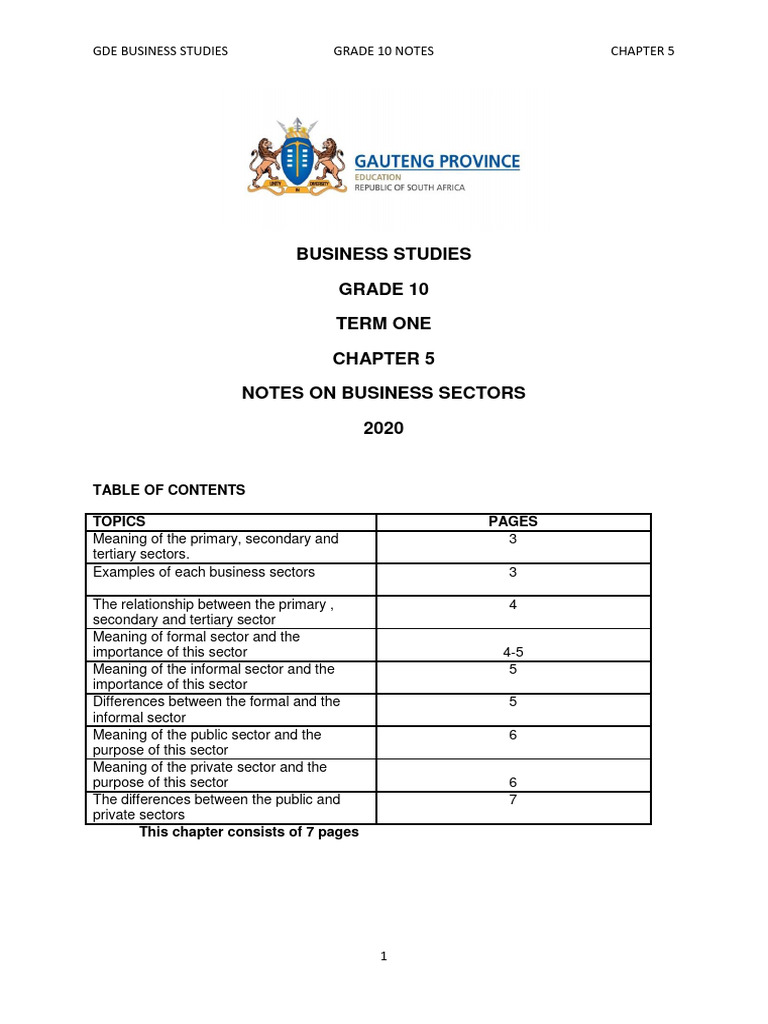 Business Sectors Overview for Grade 10 | PDF | Employment | Nonprofit ...