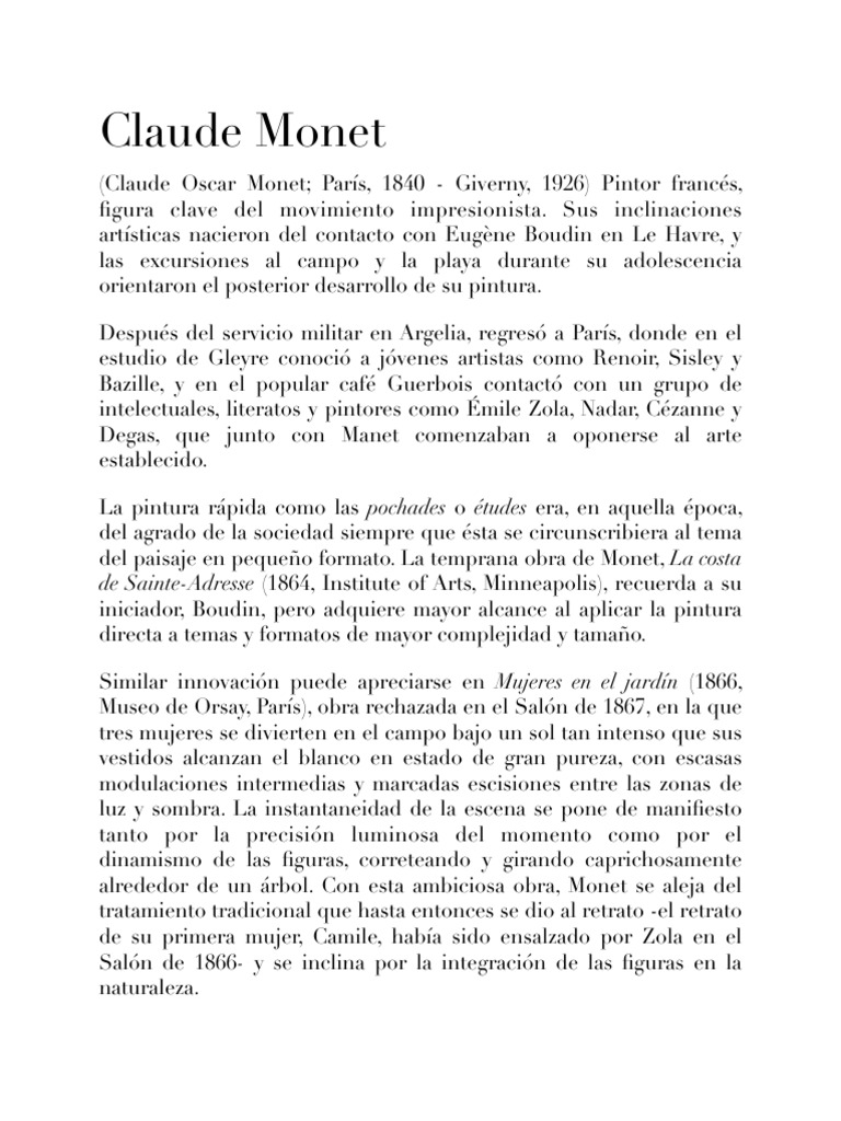 Biografía de Claude Monet | PDF | Claude Monet | Impresionismo