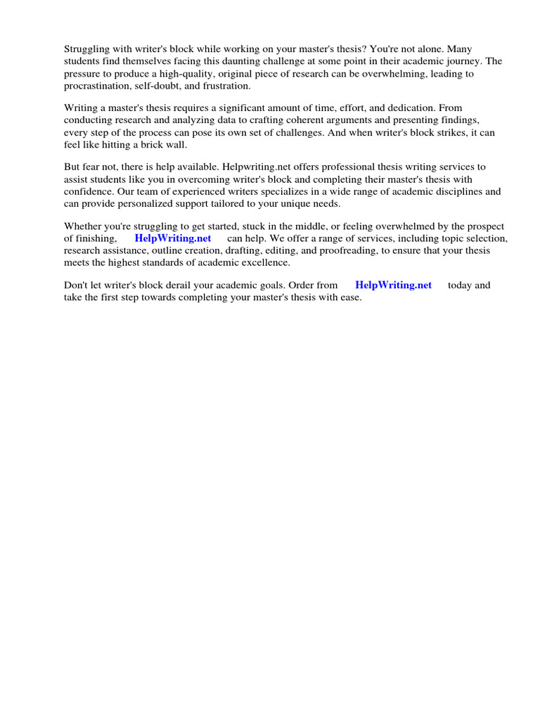 Master Thesis Writers Block | PDF | Thesis | Methodology
