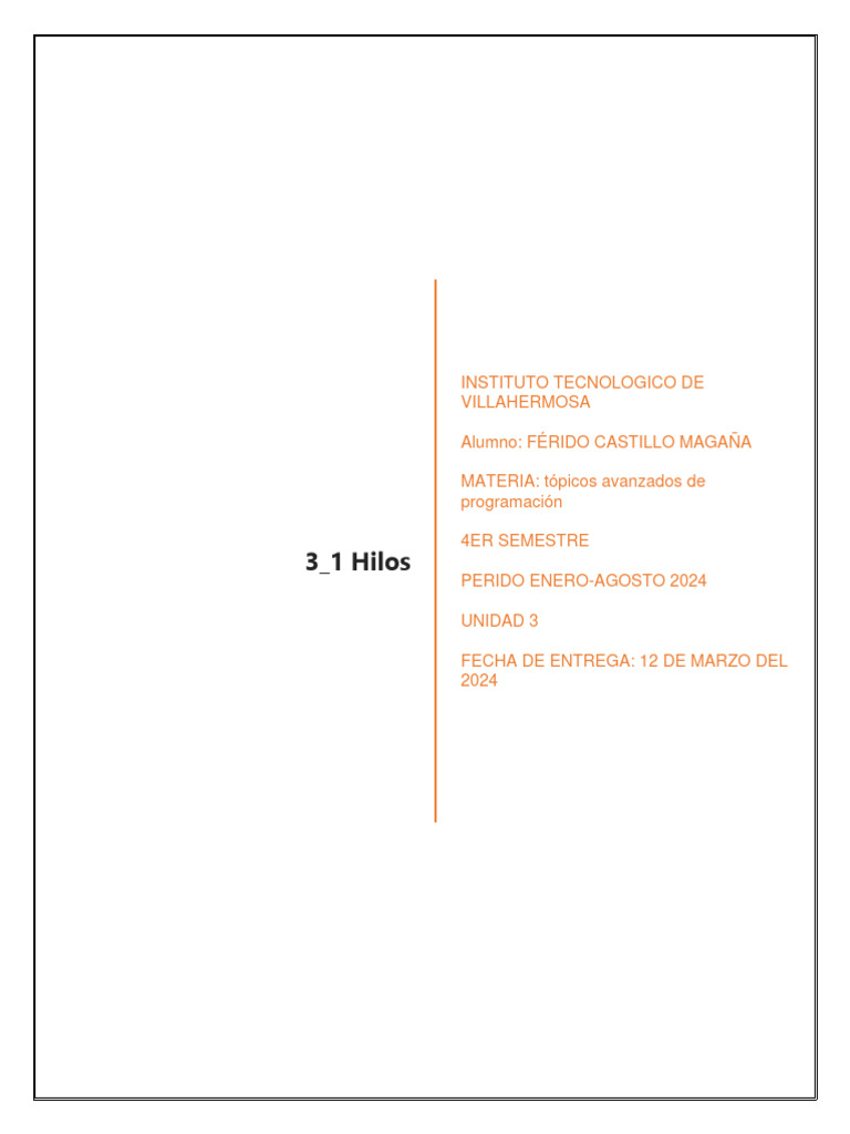 3.1 Hilo | PDF | Hilo (Computación) | Proceso (Computación)