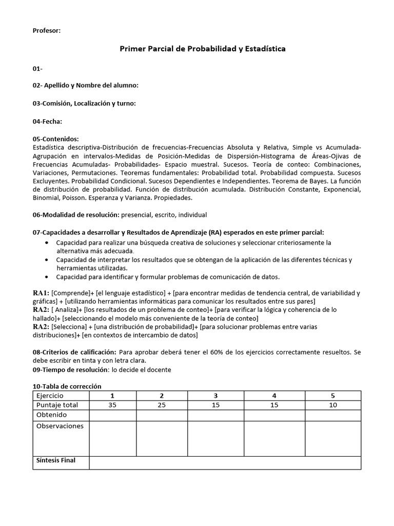 1Parc-Prob y Est - Modelo | PDF | Probabilidad | Diferencia