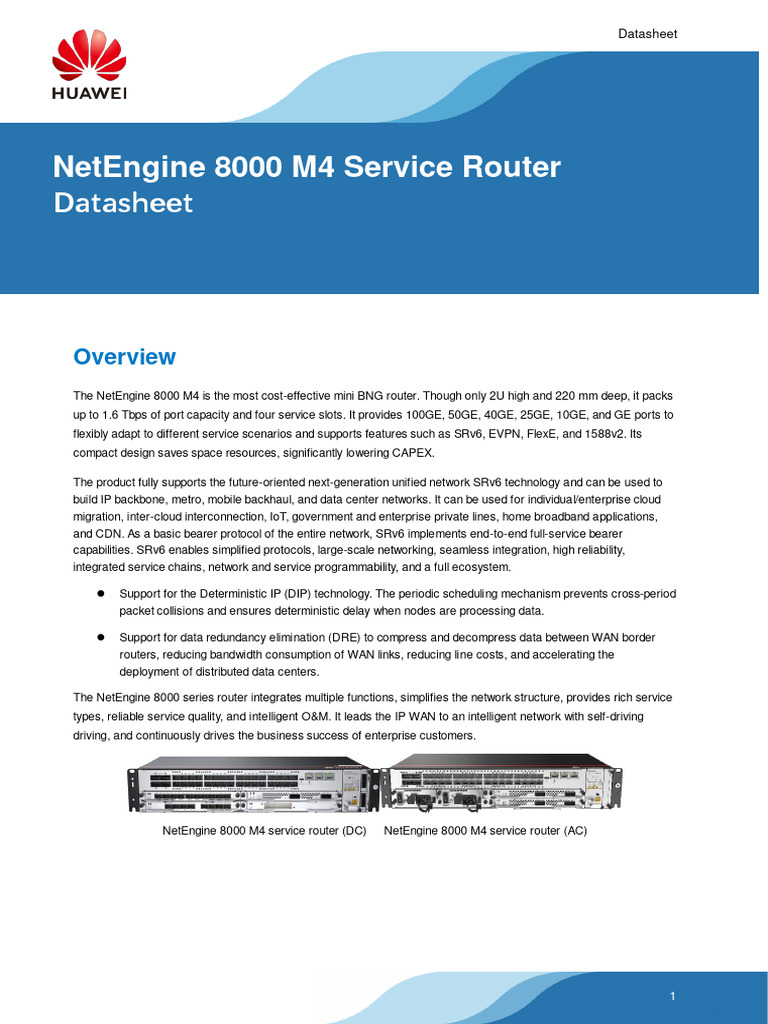 NetEngine 8000 M4 Router Datasheet | PDF | Computer Network | Router ...