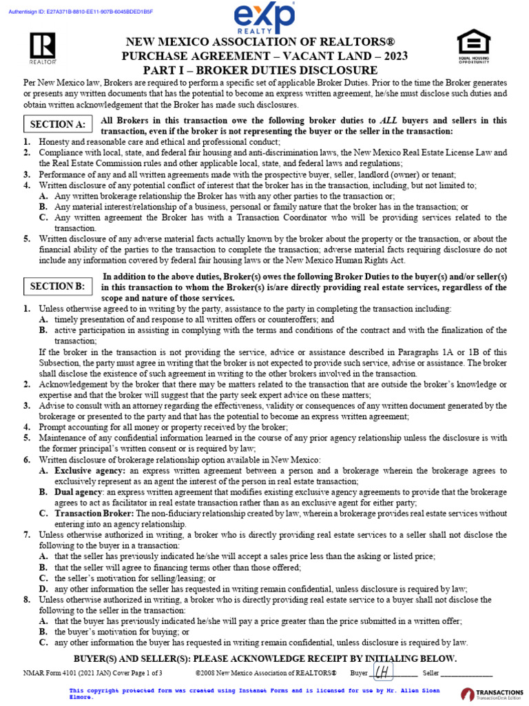 1106 - Listing Agreement - Exclusive Right to Sell (Rev 072020) | PDF