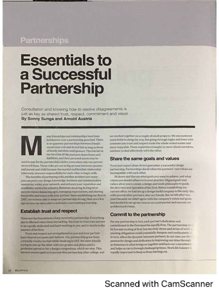 Essentials To A Successful Partnership | PDF