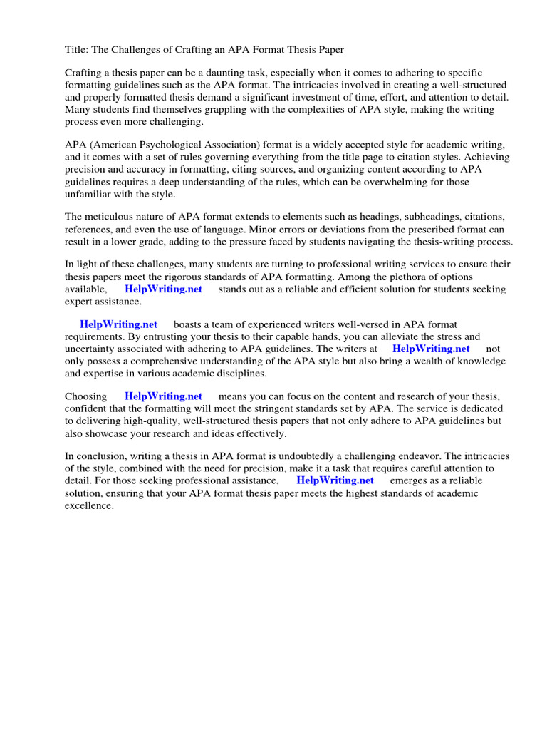 Apa Format of Thesis Paper | PDF | Apa Style | Citation