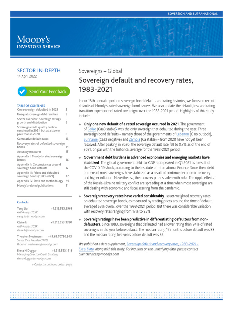 Sovereign Default Trends 1983-2021 | PDF | Bond Credit Rating ...