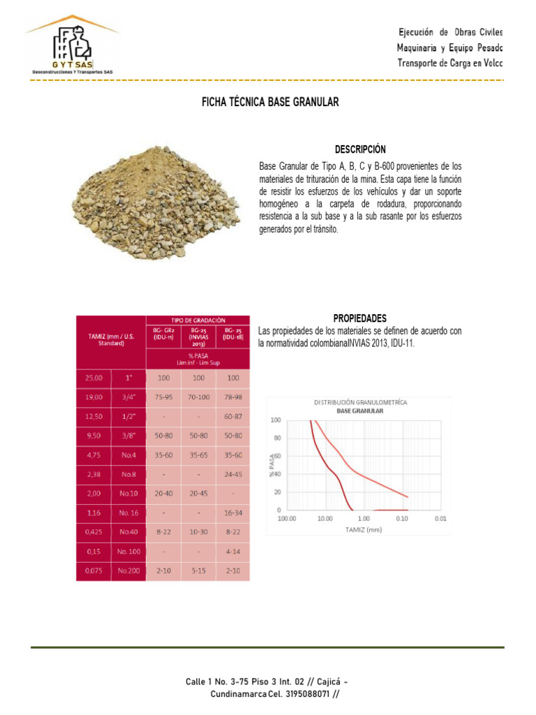 Ficha Tecnica Base Granular - B600 | PDF