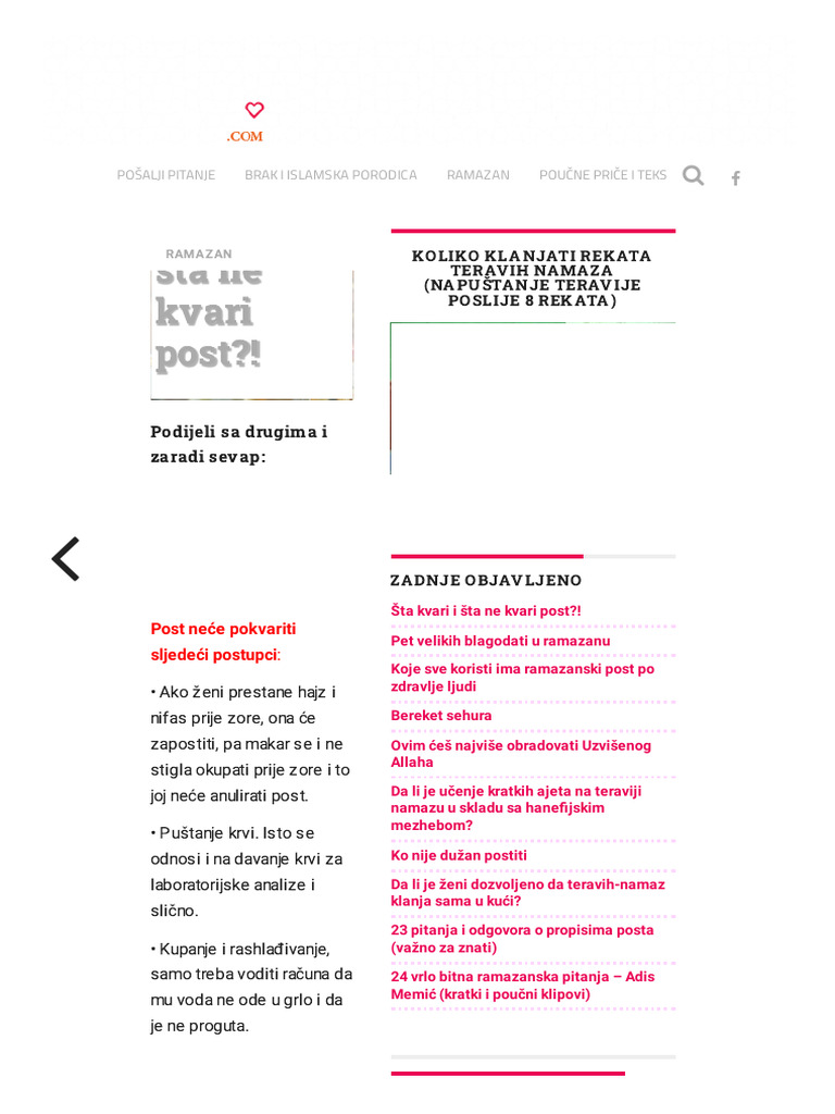 Šta Kvari I Šta Ne Kvari Post - ! | PDF