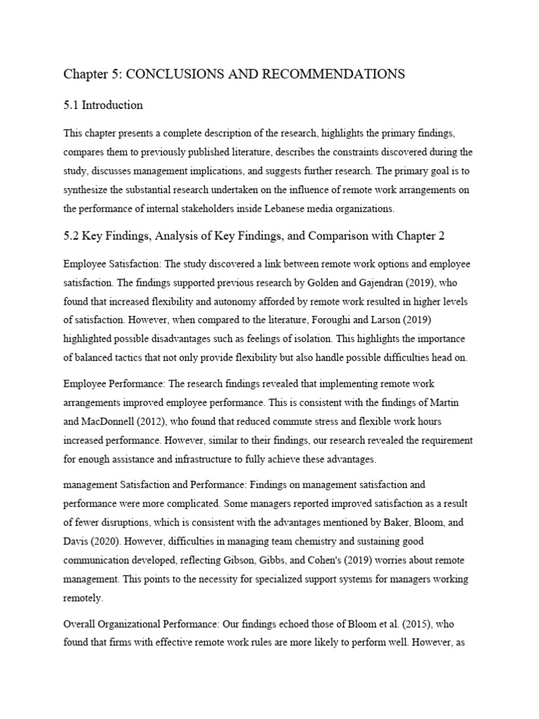 Chapter 5 CONCLUSIONS AND RECOMMENDATIONS | PDF | Job Satisfaction | Psychology