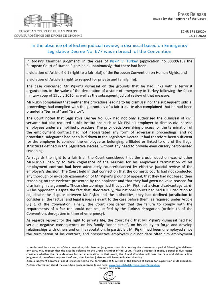 In The Absence of Effective Judicial Review, A Dismissal Based On ...