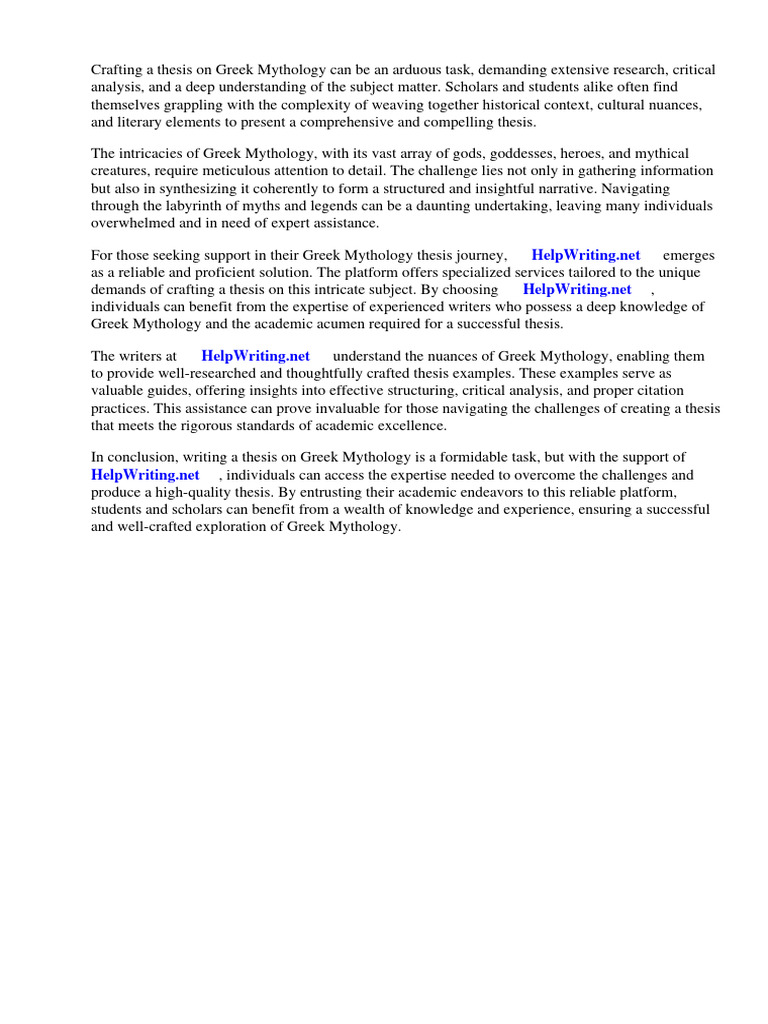 Greek Mythology Thesis Examples | PDF | Greek Mythology | Deities