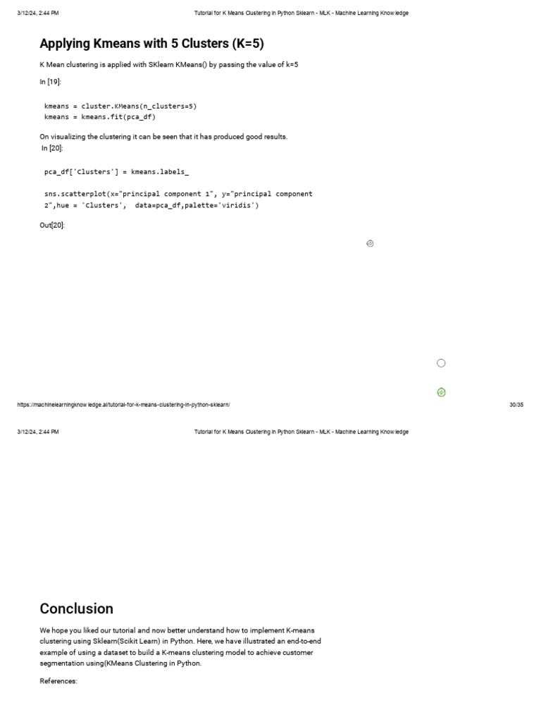 Tutorial For K Means Clustering in Python Sklearn - MLK - Machine Learning Knowledge-4 | PDF
