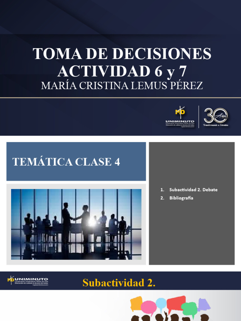 Toma de Decisiones Clase 7 y 8 - ACT. 6 y 7 | Descargar gratis PDF ...