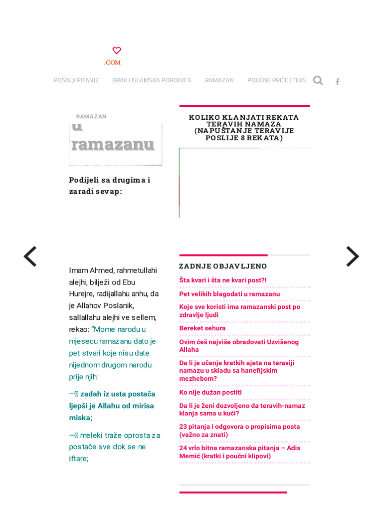 Pet Velikih Blagodati U Ramazanu | PDF