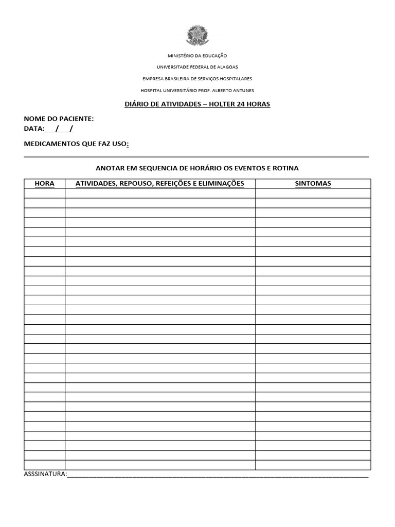 Diário de Atividades - Holter | PDF