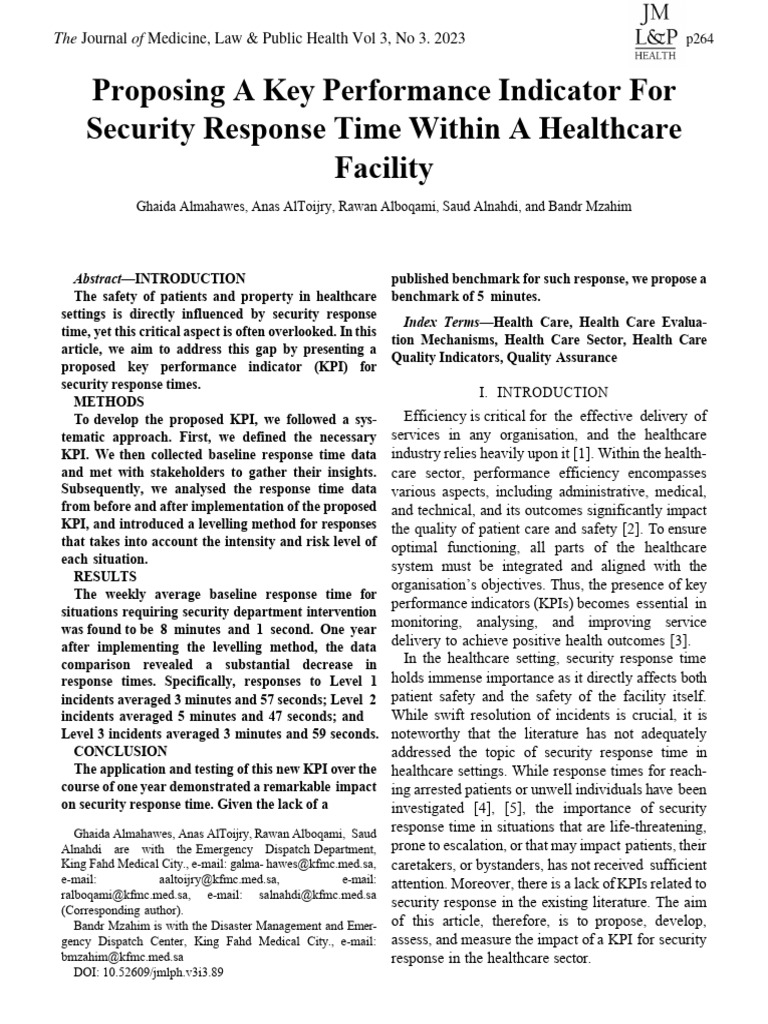 Proposing A Key Performance Indicator For Security Response Time Within ...