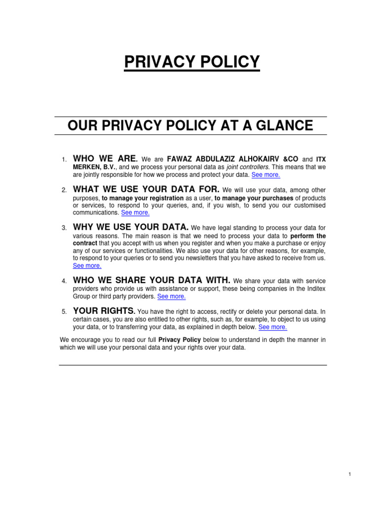 Pullandbear Privacy Policy SA en | PDF | Http Cookie | Privacy