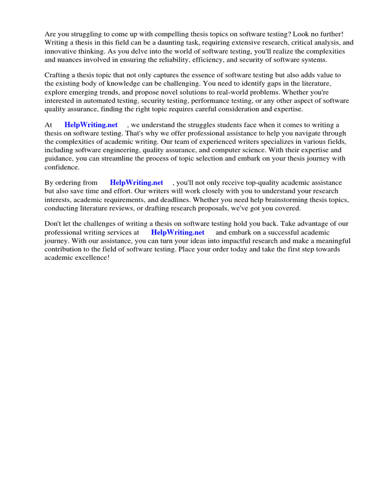 Thesis Topics On Software Testing | PDF | Software Testing | Thesis