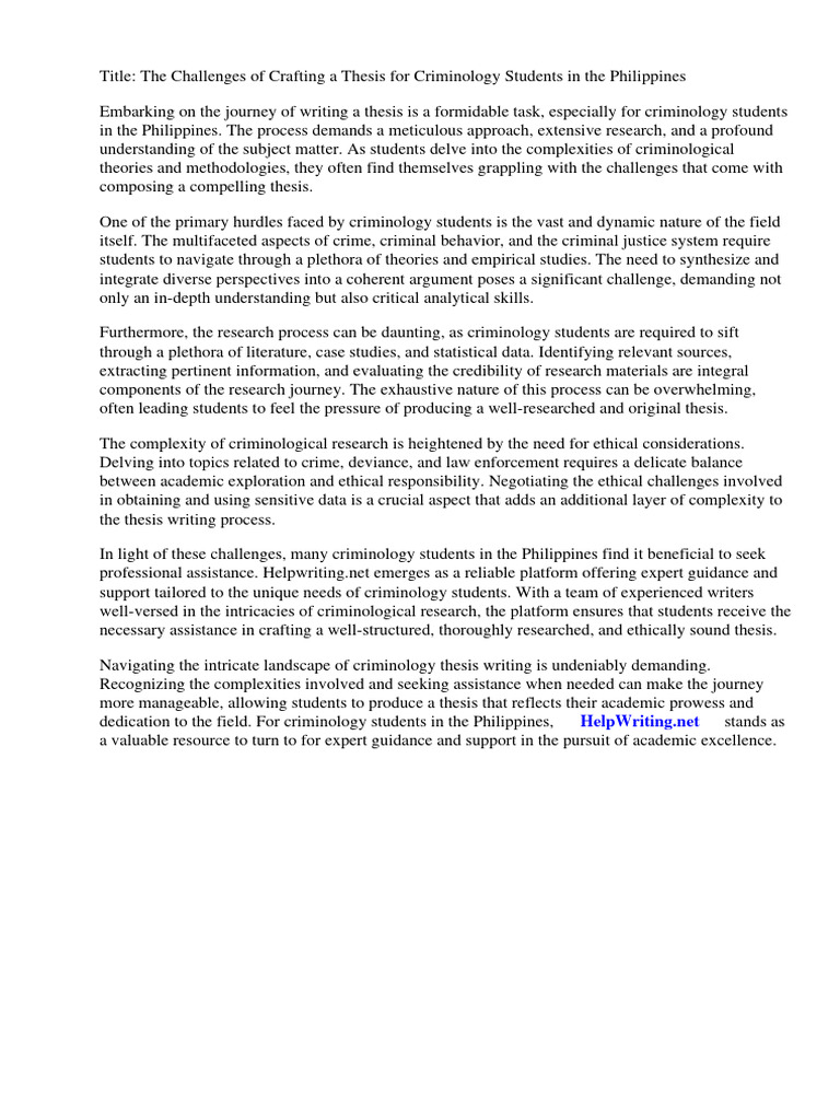 Sample Thesis Title For Criminology Students in The Philippines | PDF | Thesis | Criminology