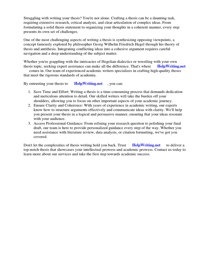Thesis and Antithesis Hegel | PDF | Dialectic | Georg Wilhelm Friedrich ...