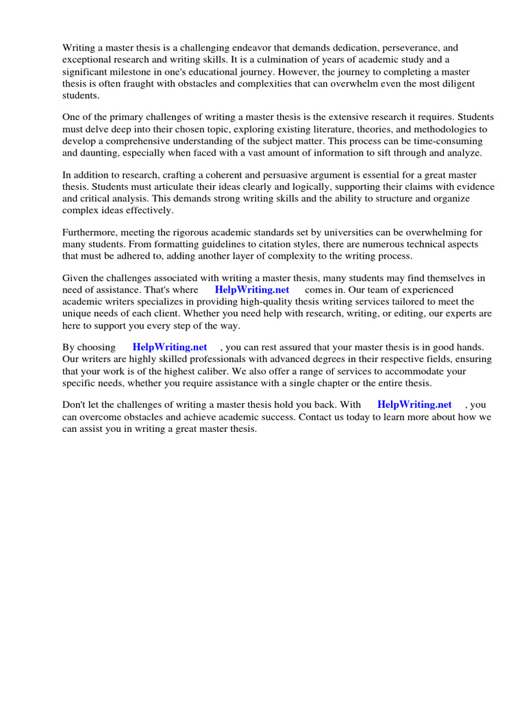 How to Write a Great Master Thesis | PDF | Thesis | Essays