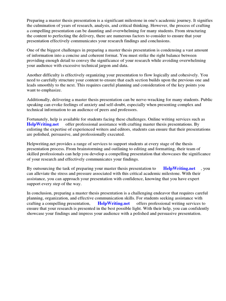 How To Prepare Master Thesis Presentation | PDF | Thesis | Methodology