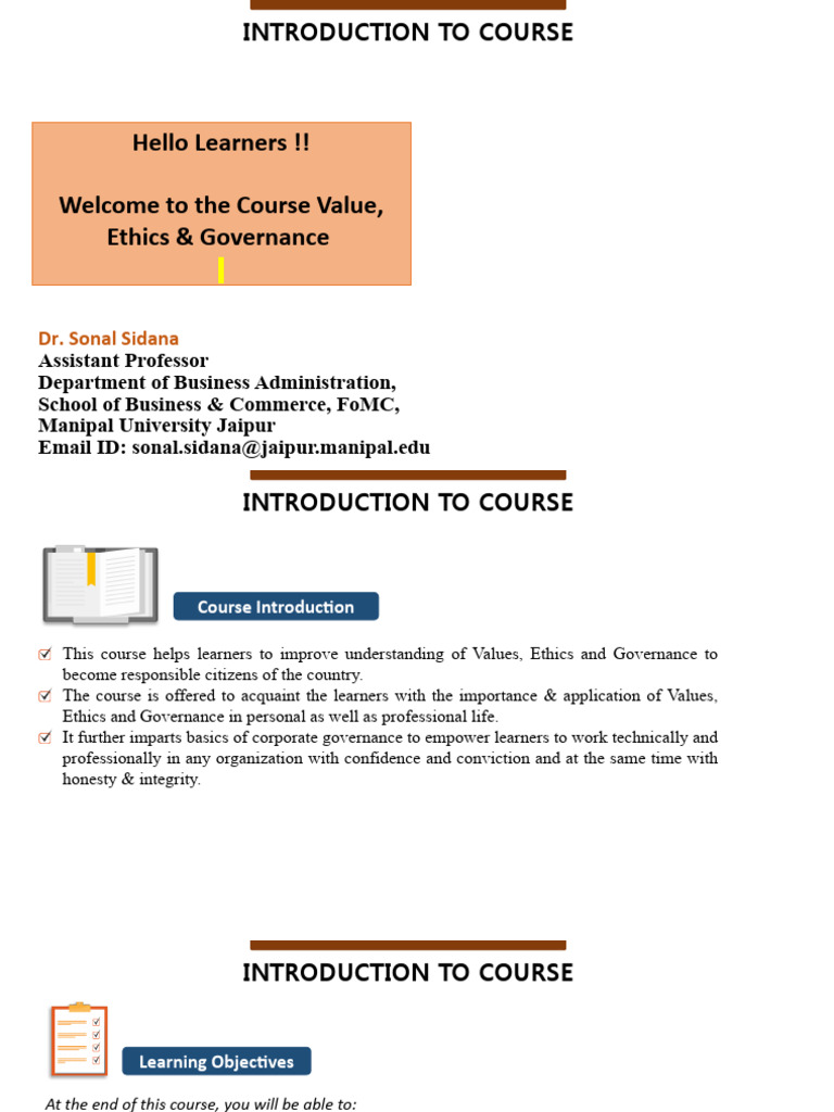#1 Introduction To Course | PDF | Governance | Learning