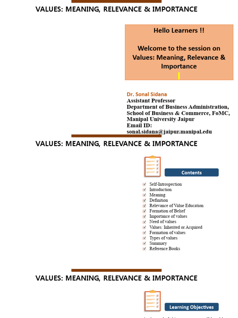 #2 Values-Meaning, Relevance & Importance | PDF | Attitude (Psychology ...