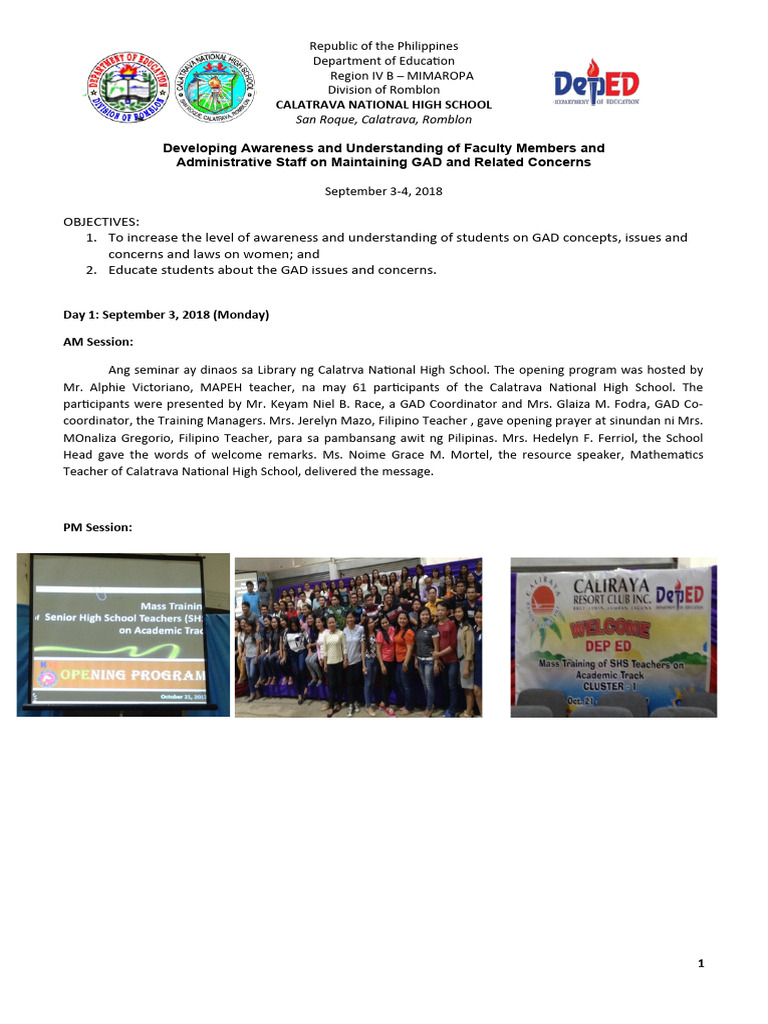 Narrative Report (Gad) | PDF | Teachers | Lesson Plan