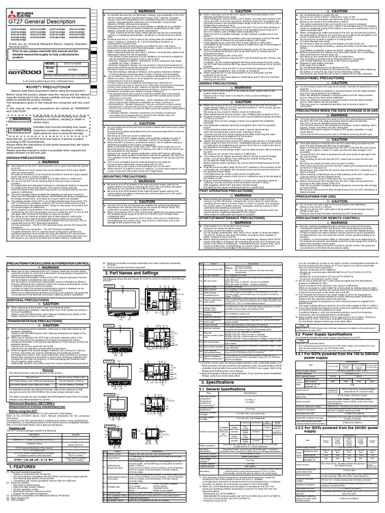 IB (NA) - 0800502ENG-M - GT27 General Description | PDF | Computer Network | Electrical Connector
