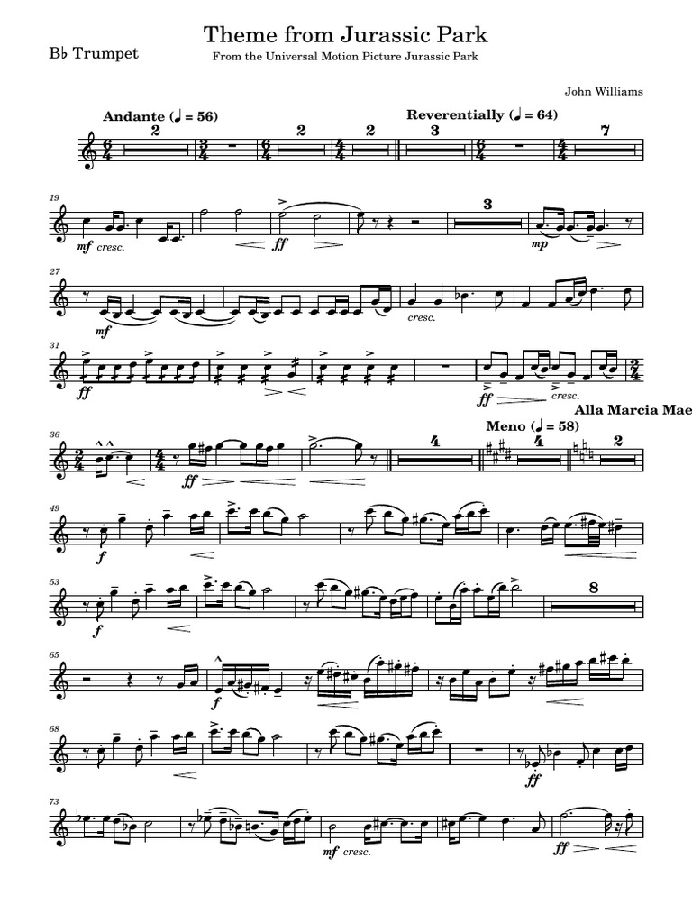 Theme - From - Jurassic - Park Ok-Bb - Trumpet | PDF