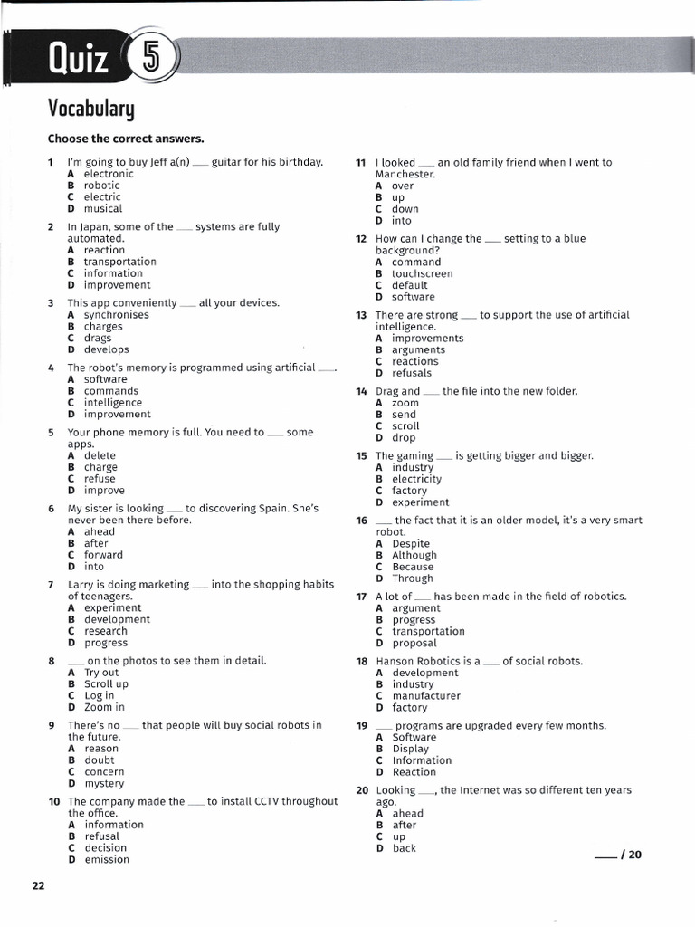 Test Unit 5 Voc + Grammar | PDF | Computer Science | Software