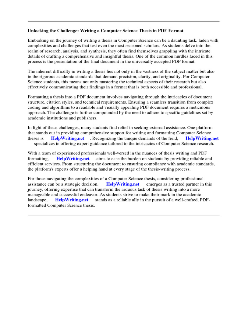 Thesis PDF Computer Science | PDF | Thesis | Computer Science