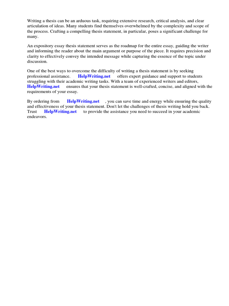 Examples of Expository Essay Thesis Statements | PDF | Essays | Thesis