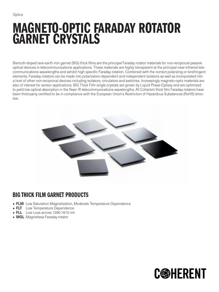 Magneto Optic Lpe Garnet Faraday Rotator Crystals Ds | PDF ...