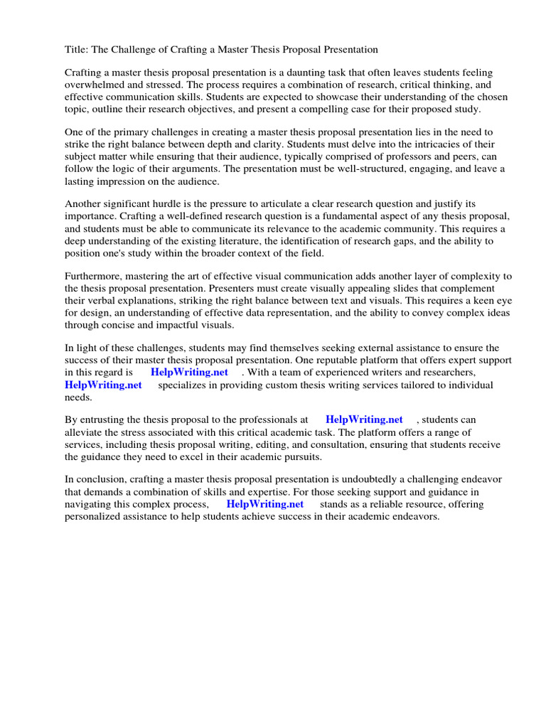 Master Thesis Proposal Presentation | PDF | Thesis | Microsoft Power Point