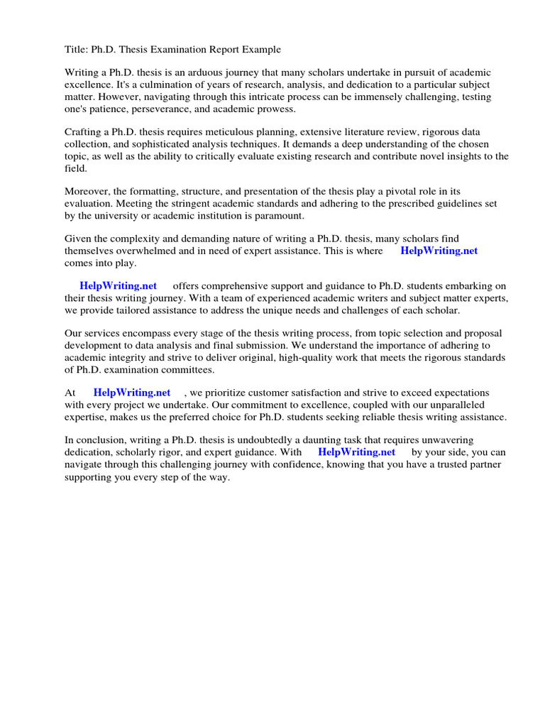 PHD Thesis Examination Report Example | PDF | Thesis | Doctor Of Philosophy