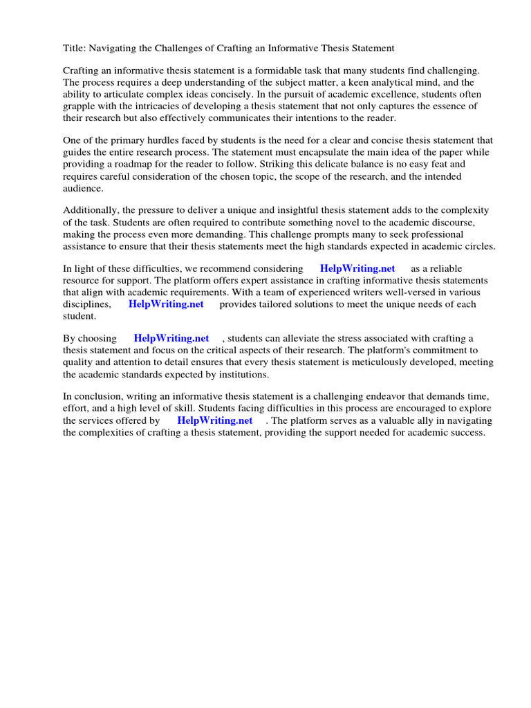 How to Write an Informative Thesis Statement | PDF | Essays | Thesis