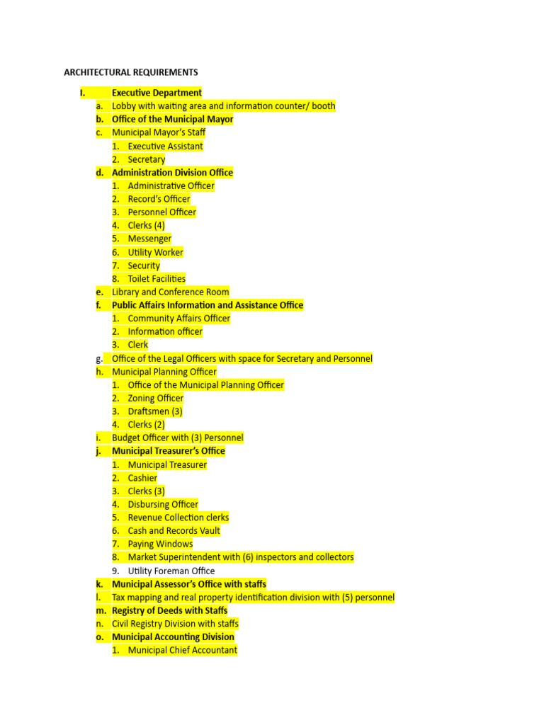 Architectural Space Requirements For Municipal Hall | PDF | Map