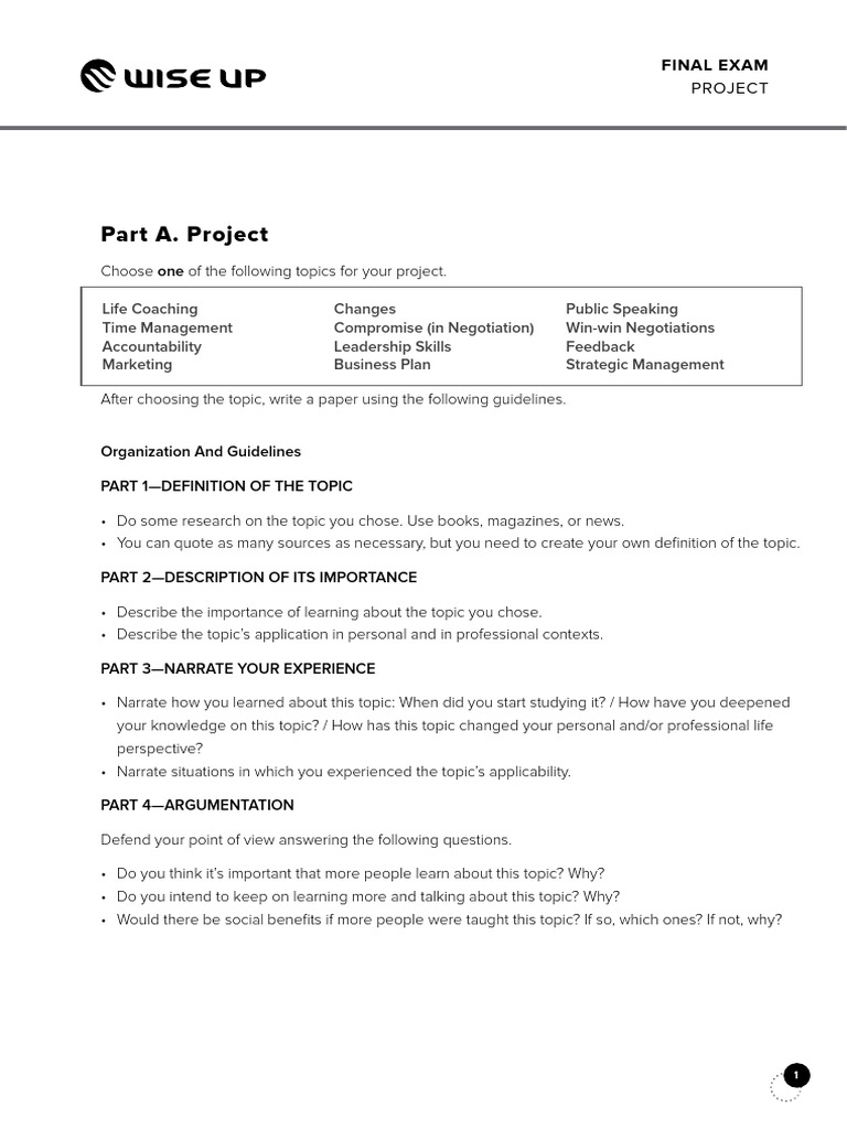 Final Exam Project Guidelines | PDF | Communication | Cognitive Science