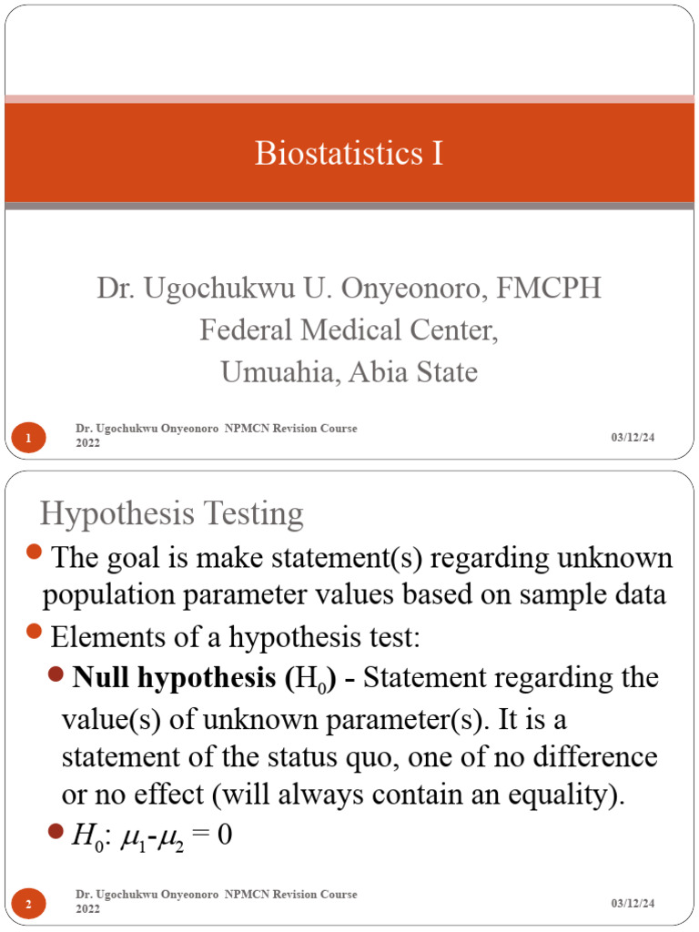 Biostatistics - Lecture - Hypothesis Testing | PDF | Statistical ...