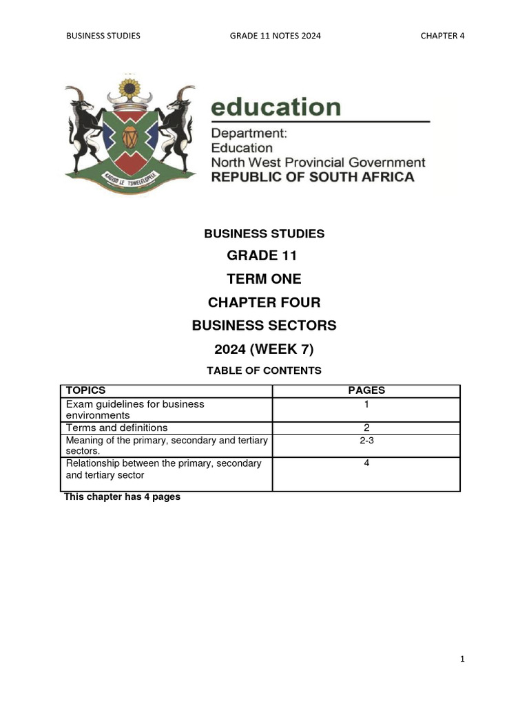 2024 BUSINESS STUDIES GRADE 11 NOTES CHAPTER FOUR-NW - Final Edited ...