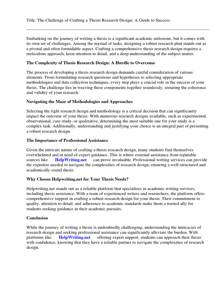 Thesis Research Design Example | PDF | Methodology | Thesis