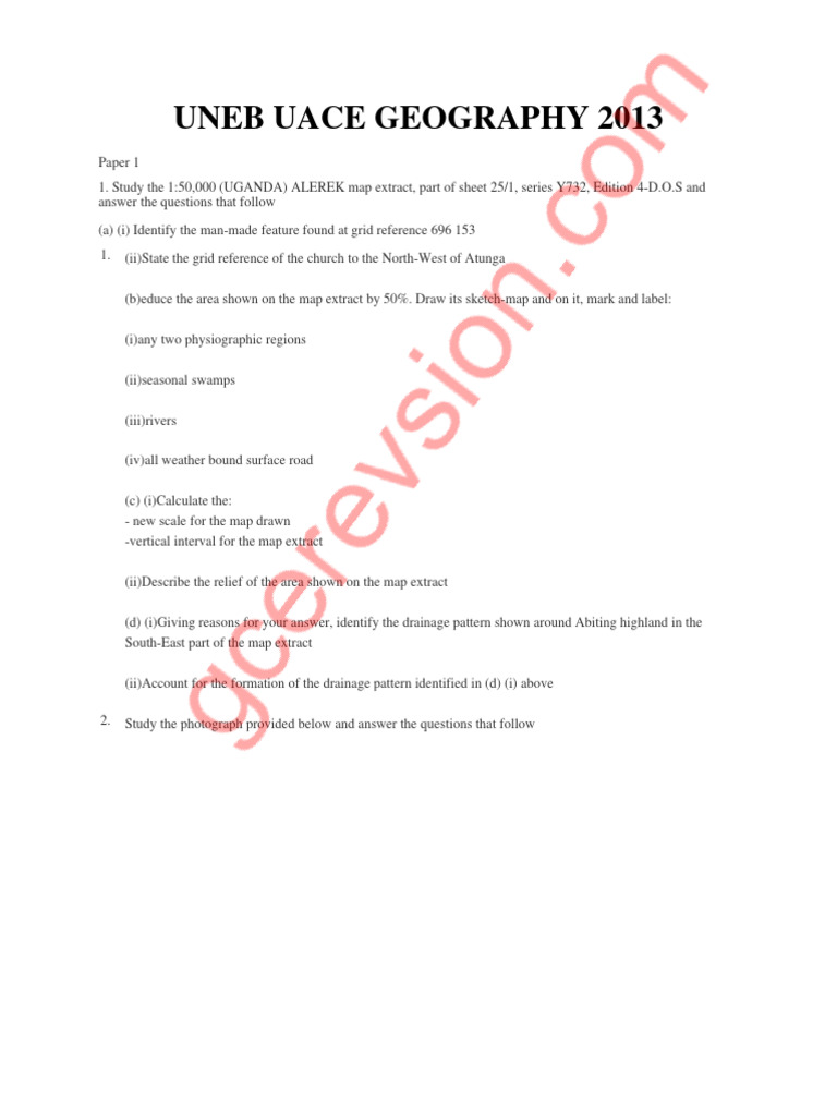 Uneb Uace Geography 2013 | PDF | Sea Level | Field Research
