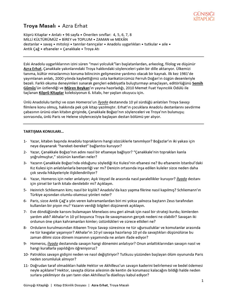 Azra Erhat Troya Masali | PDF