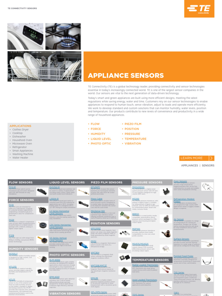 Sensor Solutions For Appliances | PDF | Sensor | Home Appliance
