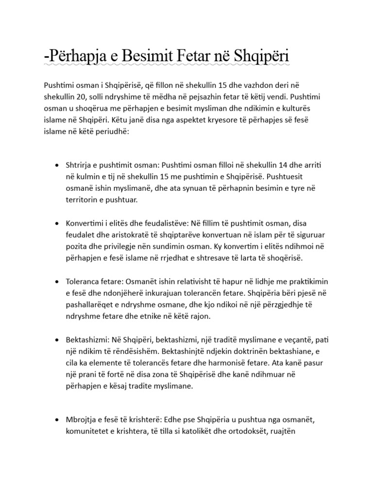 Përhapja e Besimit Fetar Në Shqipëri | PDF