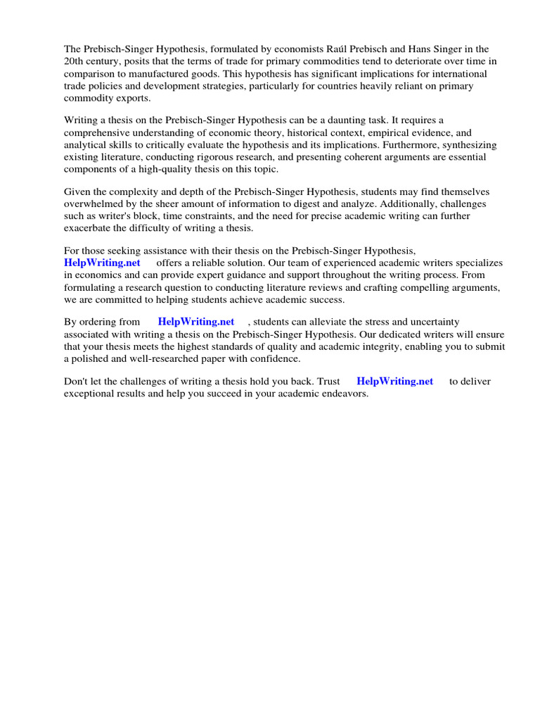 Prebisch Singer Hypothesis Explain | PDF | Lung | Most Favoured Nation